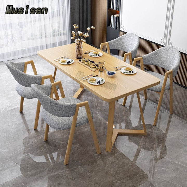 Musisen wooden dining table set for 4/6 modern minimalism coffee table ...
