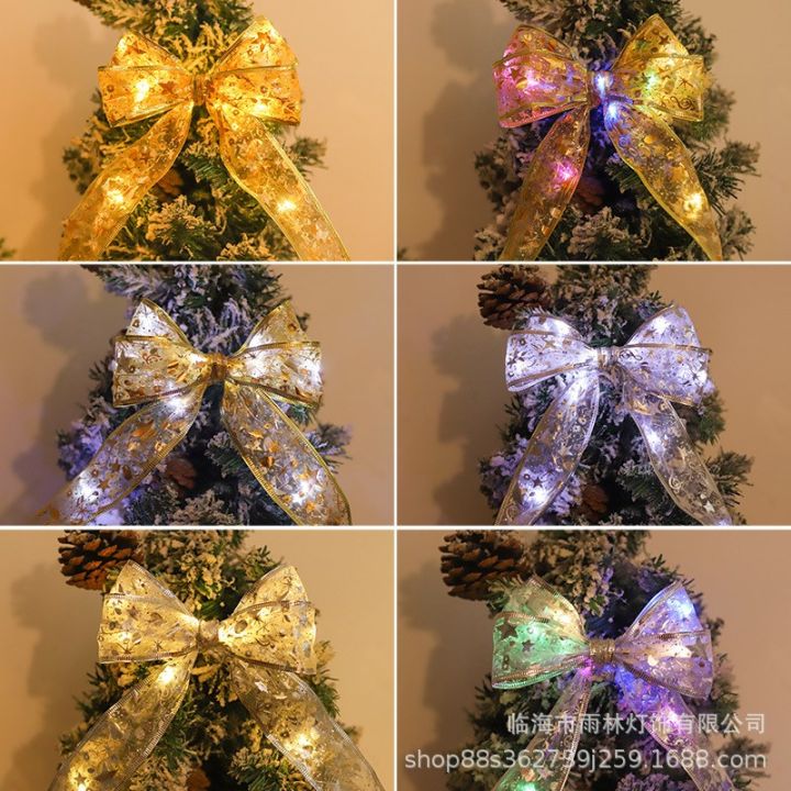 Christmas Ribbon LED Light String Silk Ribbon Box Decoration Christmas ...