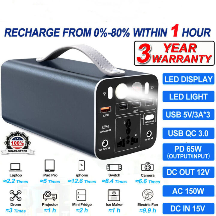 220V 150W Solar Generator Outdoor Power Station Portable Large Capacity ...