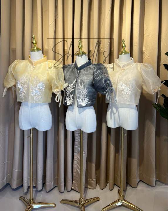 COD丨 Modern filipiniana puff sleeve bolero filipiniana top | Lazada PH