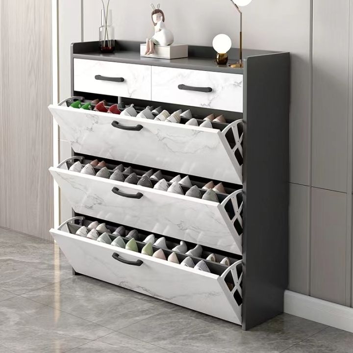 【COD】Shoe Cabinet Kabinet Kasut Ultra Thin Shoe Rack Wood Large ...