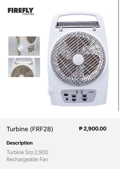 FIREFLY RECHARGEABLE FAN WITH TORCH LIGHT | Lazada PH