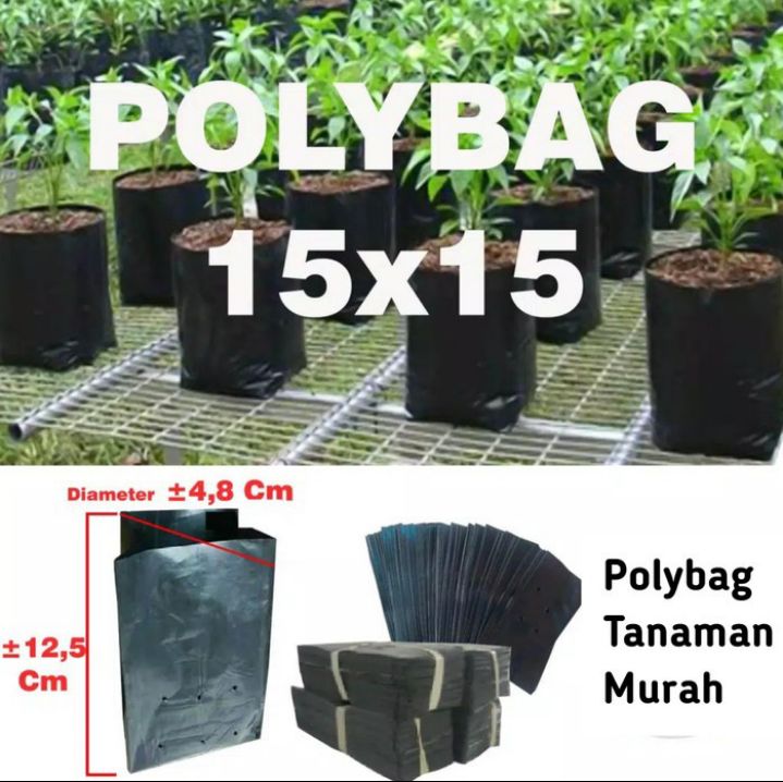plastik polybag tanaman ukuran 15×15 isi 50 lembar polibag semai bibit ...