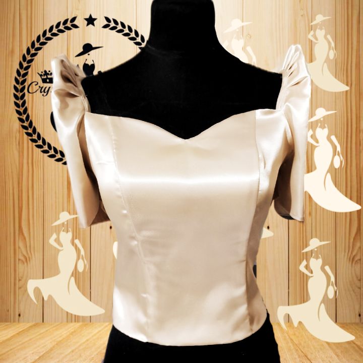 Filipiniana top blous,back buttons or X back, | Lazada PH