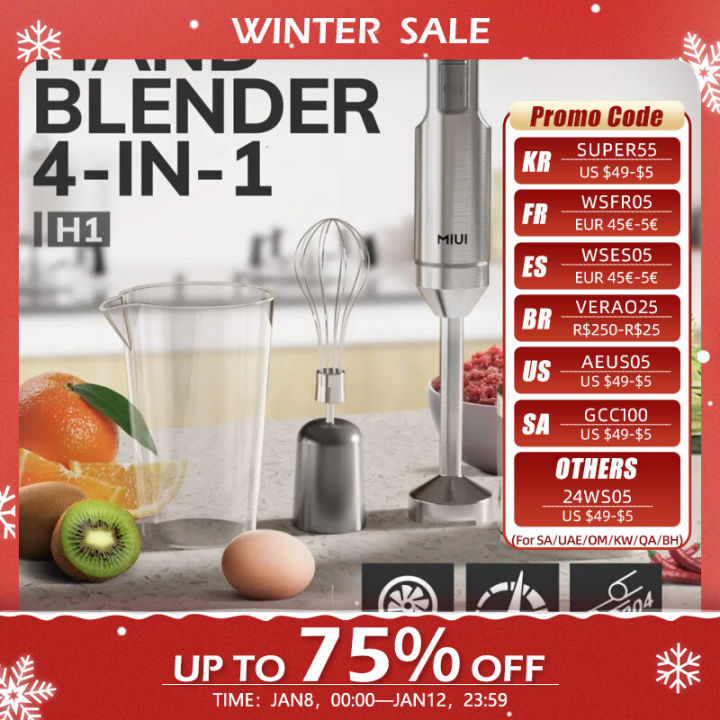 MIUI Hand Immersion Blender 1000W Powerful 4-in-1,Stainless Steel Stick ...