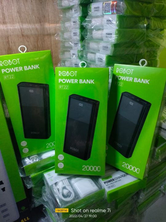 Robot Powerbank 20.000 mAh RT22 18W super Charger 2.1A output Max Power ...