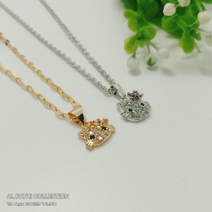 KALUNG ANAK PEREMPUAN LIONTIN HELLO KITTY RANTAI NORI KACA ANTI KARAT ...