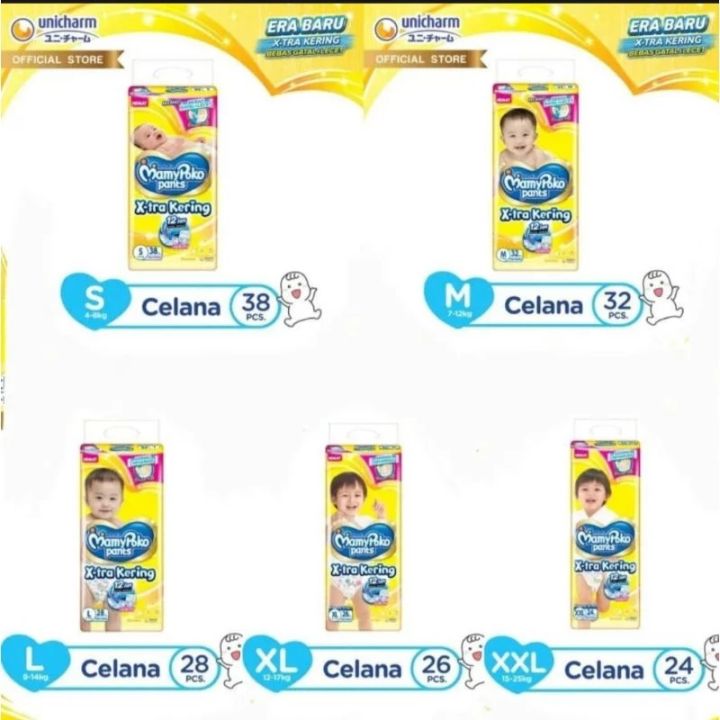 Mamy poko Popok Celana Xtra Kering Kuning S38 M32 L28 XL26 XXL24 ...