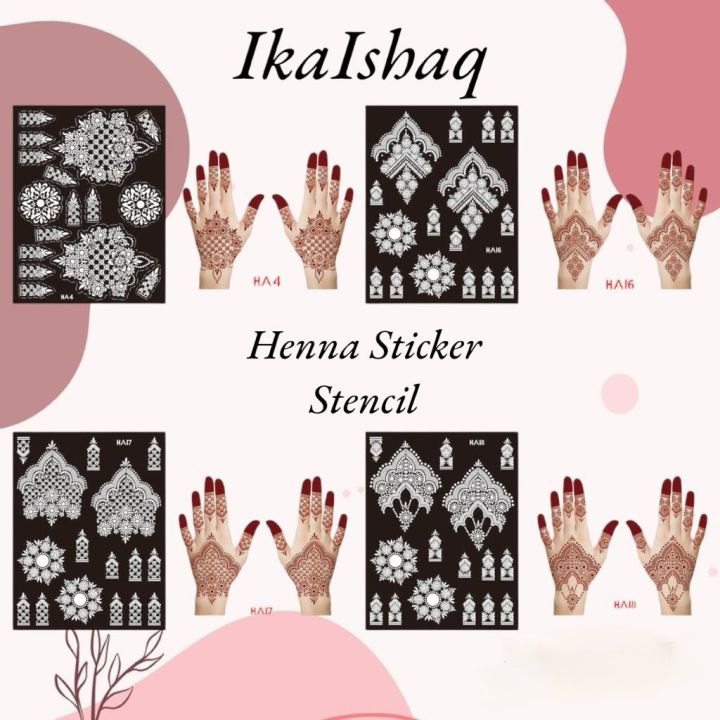 Inai sticker stencil viral murah dua belah tangan | Lazada