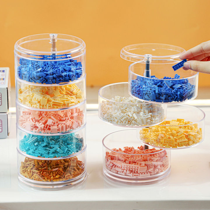 Rotating Lego Building Blocks Divided Storage Box Acrylic Micro ...