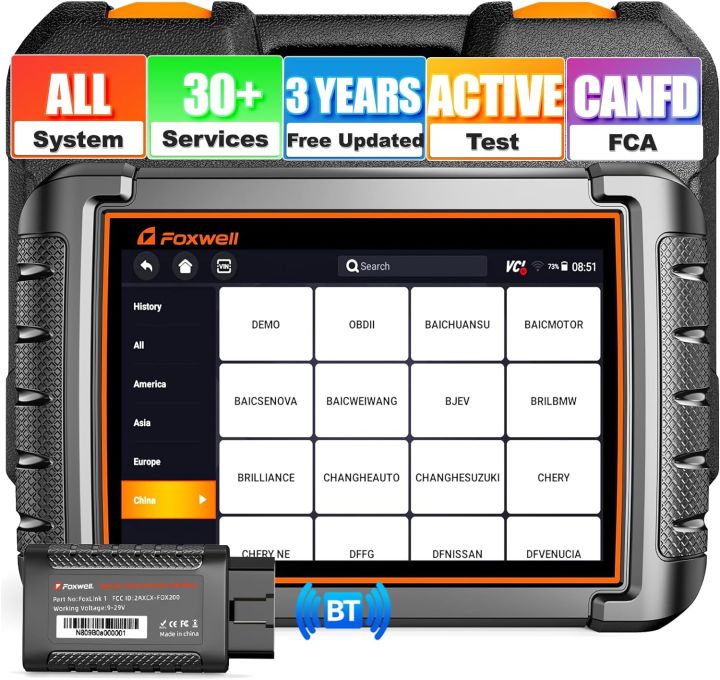 Foxwell NT809 BT Wireless 12V Car OBD2 Scanner Full System Diagnostic ...