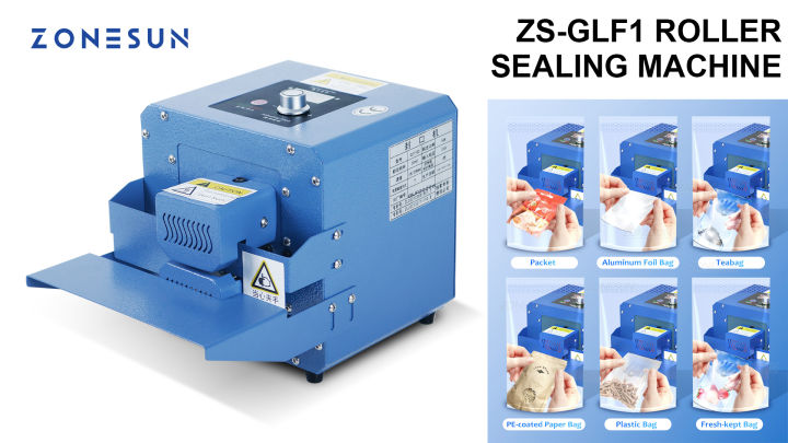 ZONESUN ZS-GLF1 Portable Bag Sealer Roller Sealing Machine Aluminum ...