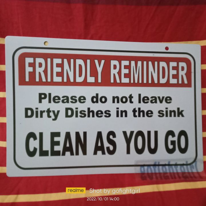 Please do not leave Dirty Dishes in the sink Signage A4 Size PVC (Hard ...