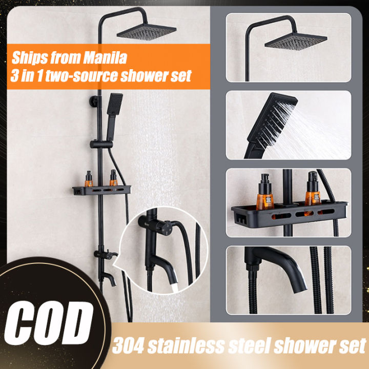 Shower set 304 stainless steel single point shower with faucet bathroom ...
