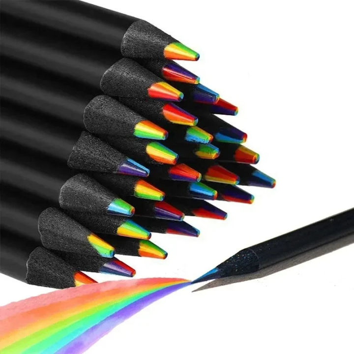 12pcs/Set Kawaii Rainbow Color Pencils for Kids, Concentric Gradient ...
