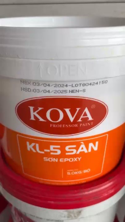 Sơn công nghiệp EPOXY KOVA KL-5 sàn/tường (bộ 5kg). Bám dính tốt trên bề mặt vữa xi măng, bê ...