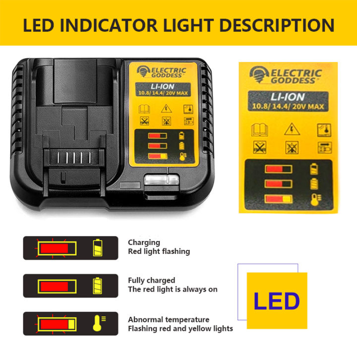 Electric Goddess Lithium Battery Charger With LED Display For DeWalt ...