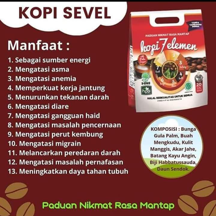 Kopi Coffe 7 Sevel Seven Elemen Isi 10 Saset Produk Original Hpai Dari ...