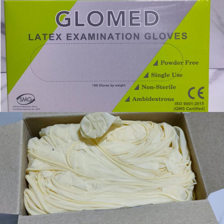 1Box Latex Examination Glomed Gloves MEDIUM | Lazada PH