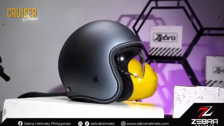 Zebra 807 CRUISER Half Face Clear Visor Retro Classic Helmet for ...