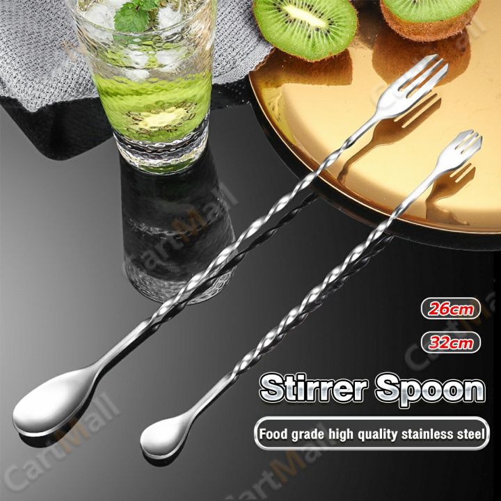 Stirrer Spoon Cocktail Stirring Spoon Milk Tea Juice Stirrer Coffee Stirrers Stainless Mixing ...