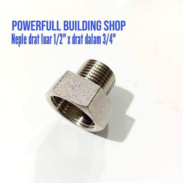 Neple sambung drat Luar 1/2" x drat dalam 3/4" / Nepel sok male 1/2"x3/4" / Sok kran 1/2inch x 3 ...