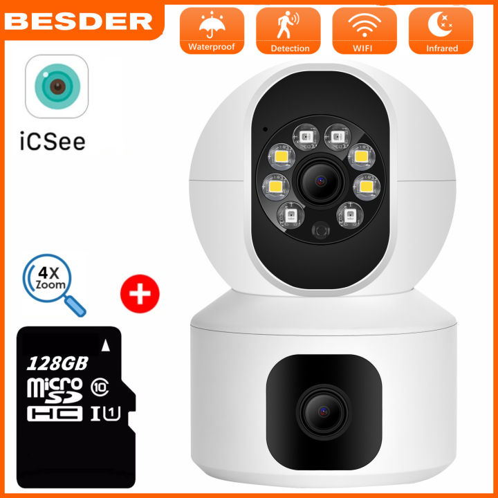 BESDER 8MP Dual Lens WiFi Camera Dual Screen Baby Monitor Auto Tracking ...