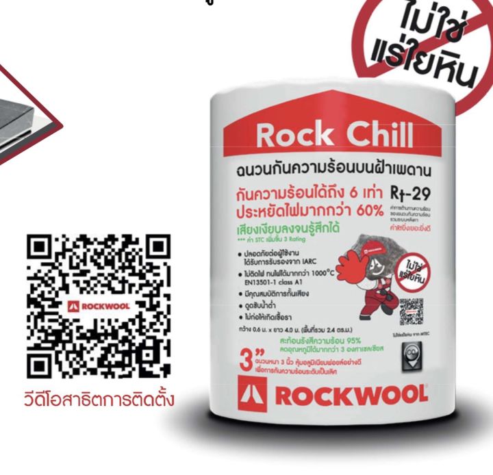 Rockwool ฉนวนกันความร้อนวางบนฝ้า รุ่น Rock Chill ขนาด กว้าง 0.6 เมตร ...