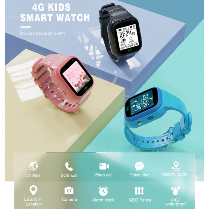 Video Call Kids Smart Watch 4G WiFi LBS Location Tracker Camera SOS ...