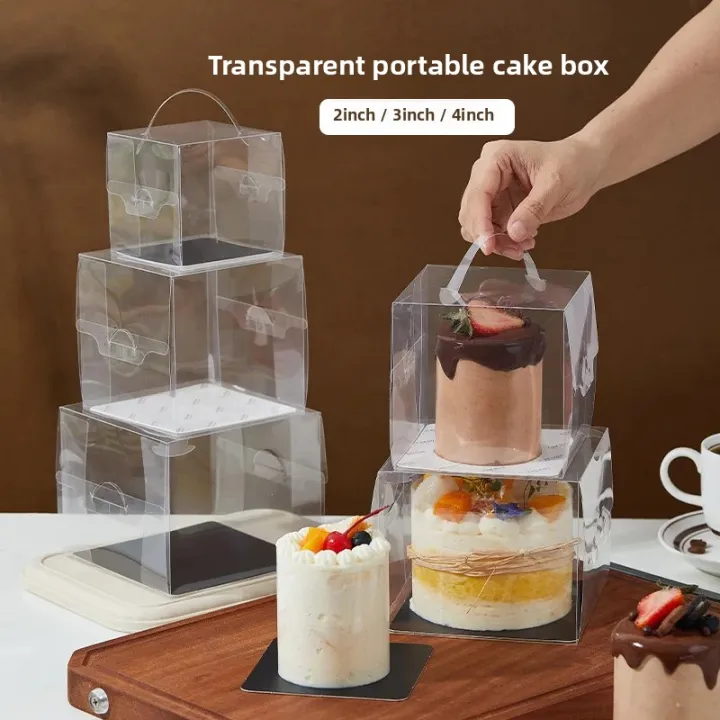 Transparent Handheld Cake Box 4 Inches Mini Dessert Mousse Pastry ...