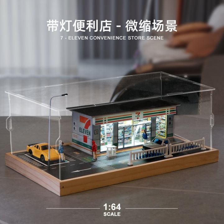 1:64 Rosen 711 Convenience Store Artificial Parking Lot Model Street ...