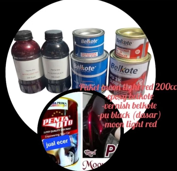 Paket Lengkap Cat Penta Oto Plus Belkote Polyurethane Moon Light Red ...