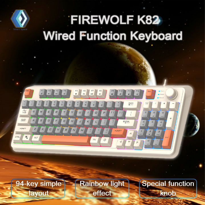 SKYSHIU K82 wired backlit gaming keyboard 94 keys for gaming pc ...