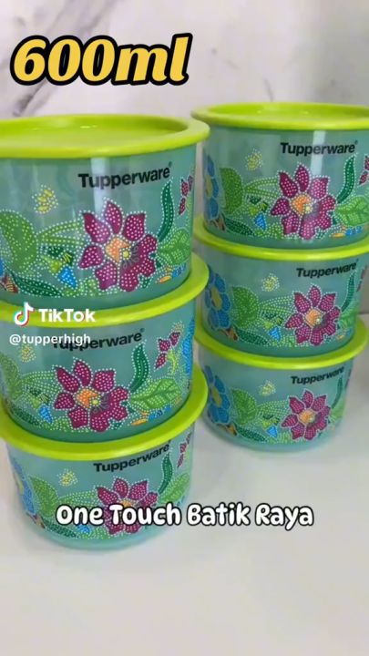 Tupperware Batik One Touch Set/ Tupperware Murah/ Tupperware One Touch/ Bekas Kuih Raya/ Balang ...