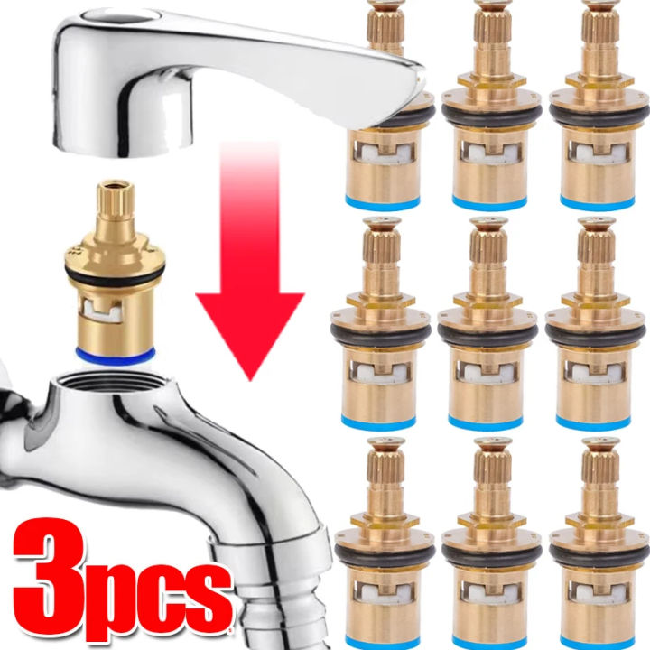 3Pcs Replacement Faucet Valve Core Universal Brass Tap High Temperature ...