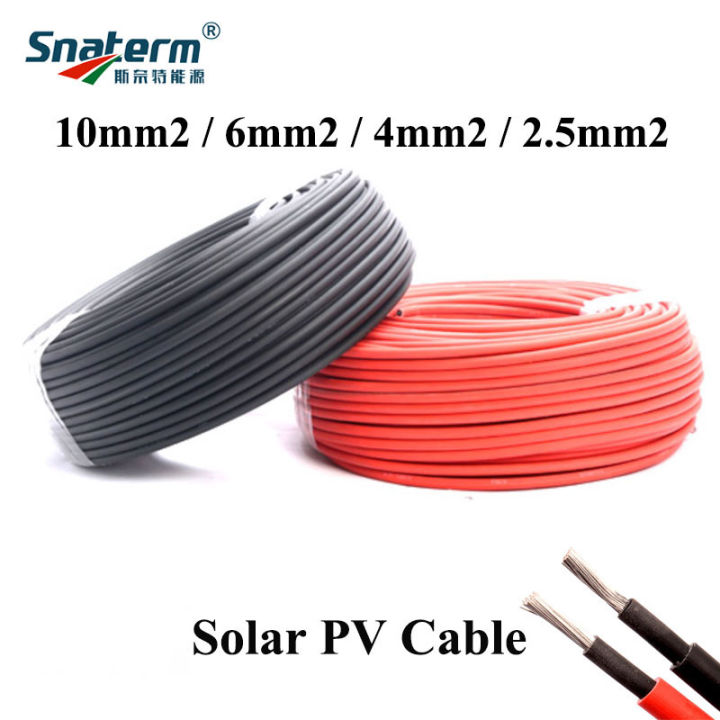 Solar Cable 10mm2/6mm2/4mm2/ 2.5mm2 8/10/12/14AWG Black or Red Solar PVC Insulated Electrical ...