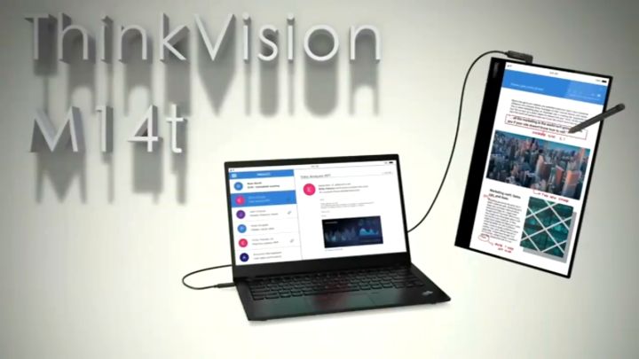 Lenovo ThinkVision M14t Portable Display 14-inch IPS screen Type-C 4096 ...