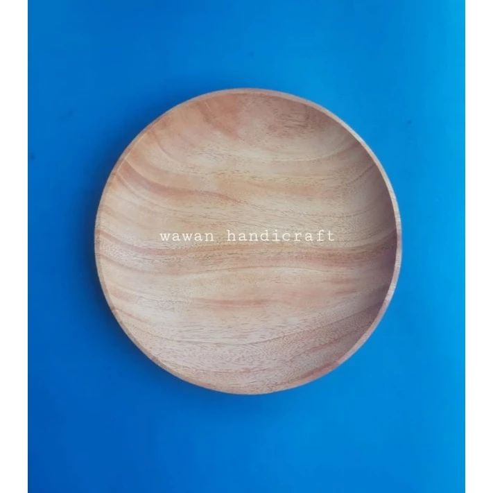 piring kayu/piring makan/piring liuk 22cm kayu mahoni | Lazada Indonesia