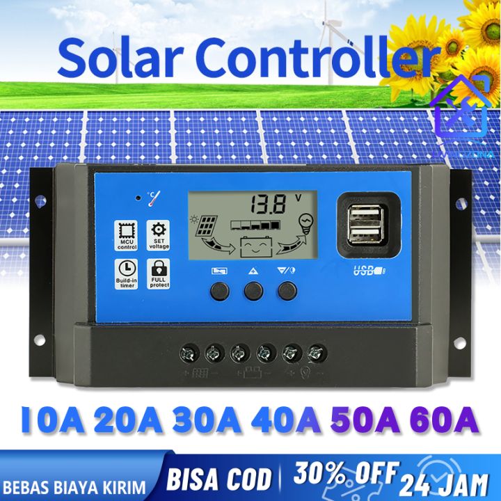 PROMO Solar Charge Controller 12V/24V 10A 20A 30A 50A 60A USB Panel ...