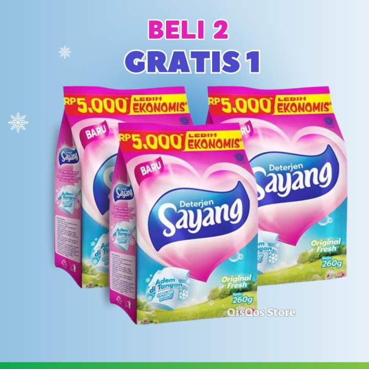 ( ISI 3 ) Deterjen Bubuk Sayang 260gr | Sabun Cuci Baju Merk Sayang ...
