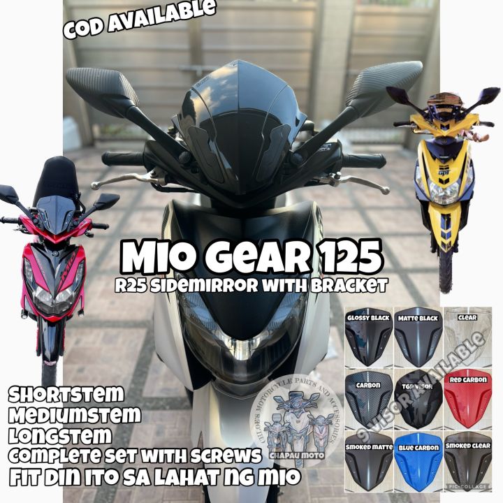 MIO GEAR r25 SIDE MIRROR BRACKET VISOR SET | Lazada PH