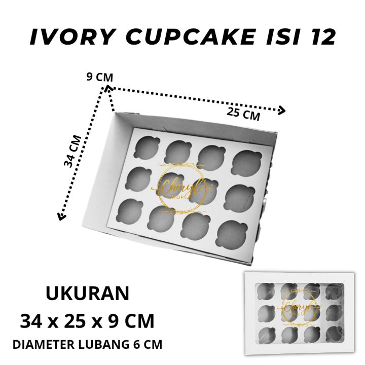 (10 PCS) DOS / DUS KUE CUPCAKE IVORY PUTIH WINDOW ISI 12 UK 34 X 25 X 9 ...