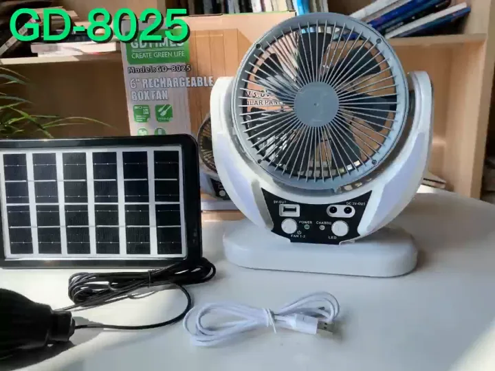 Jiditech 6inch Solar Fan With LED Light Built-in LED Bulb Large Wind ...