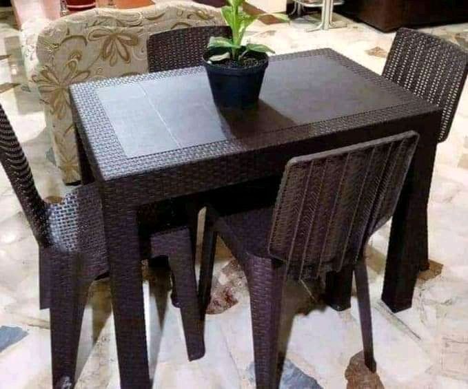 RATTAN DINNING SET 4CHAIR & TABLE (24X38) 4 SEATERS RATTAN STYLE ...