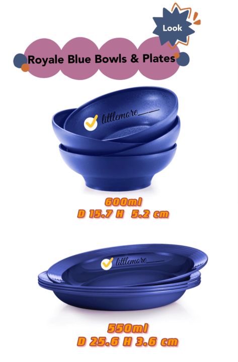 Tupperware Royale Blue Bowl & Plate | Lazada