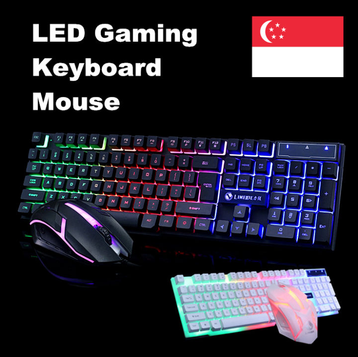GTX Wired USB Gaming Mouse Keyboard with rainbow LED Lights Mechanical ...