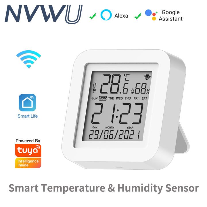 Tuya WIFI Temperature Humidity Sensor Indoor Hygrometer Thermometer Real Time Smart Life Alexa ...