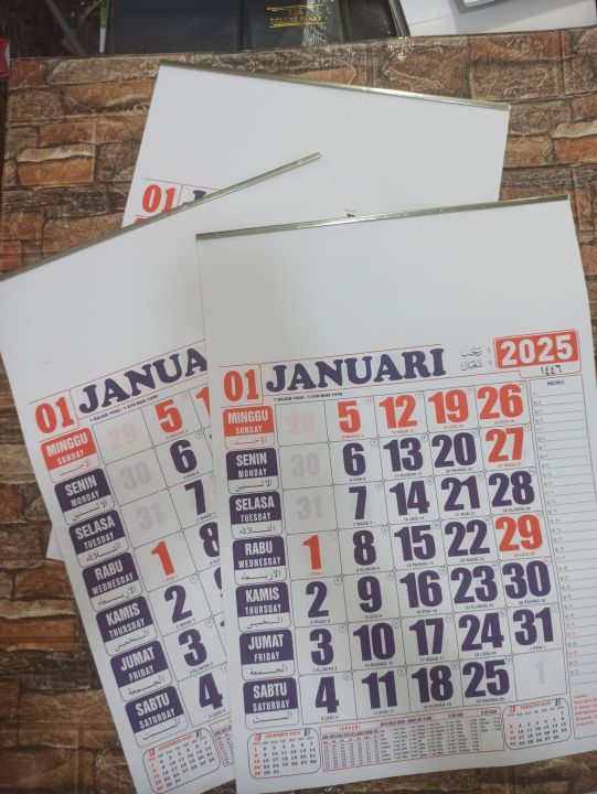 kalender angka jumbo 2025 / kalender kerja 1 bulanan ukuran standar ...