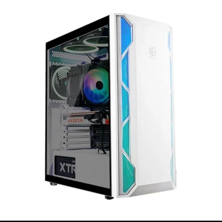 Casing Cube Gaming Dustin White ATX Tempered Glass RGB Front Panel ...