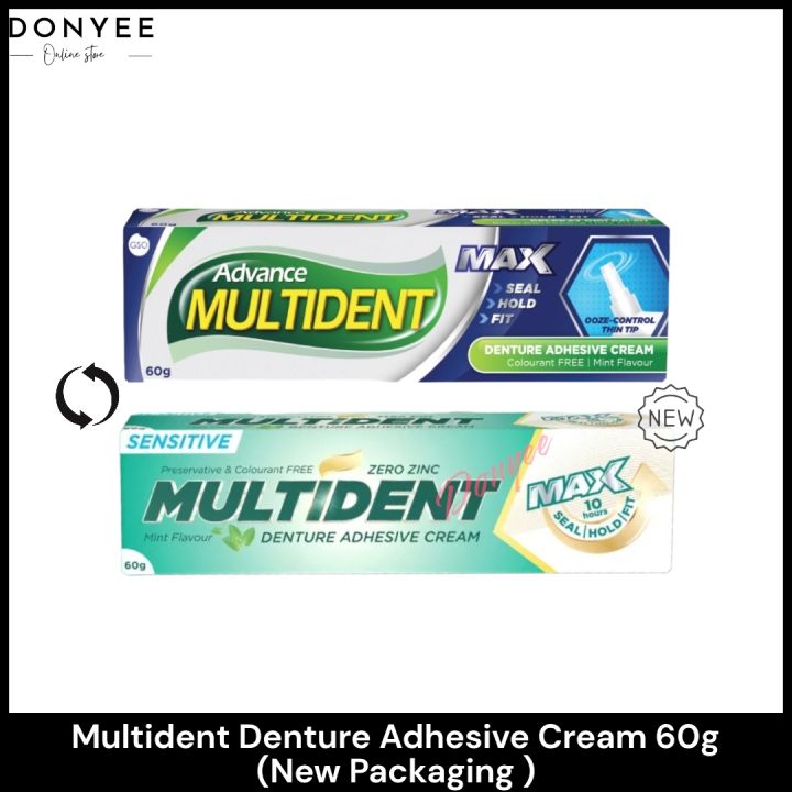 Multident Denture Adhesive Cream 60g (Mint Flavour) | Lazada